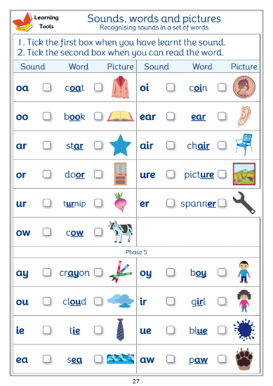 Reading Record - BE102 Year 1 Reading Record and Learning Tools (Red ...