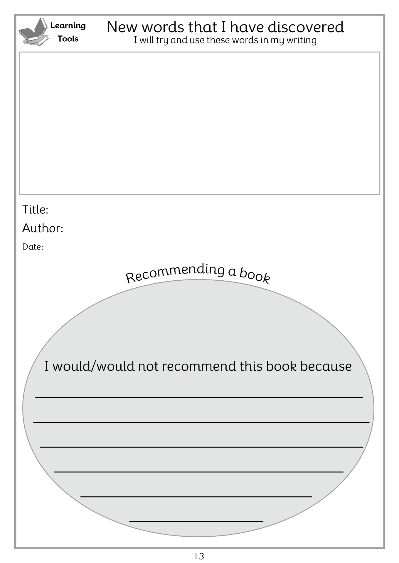 Reading Record - BE104 Year 3 Reading Record and Learning Tools (Brown ...