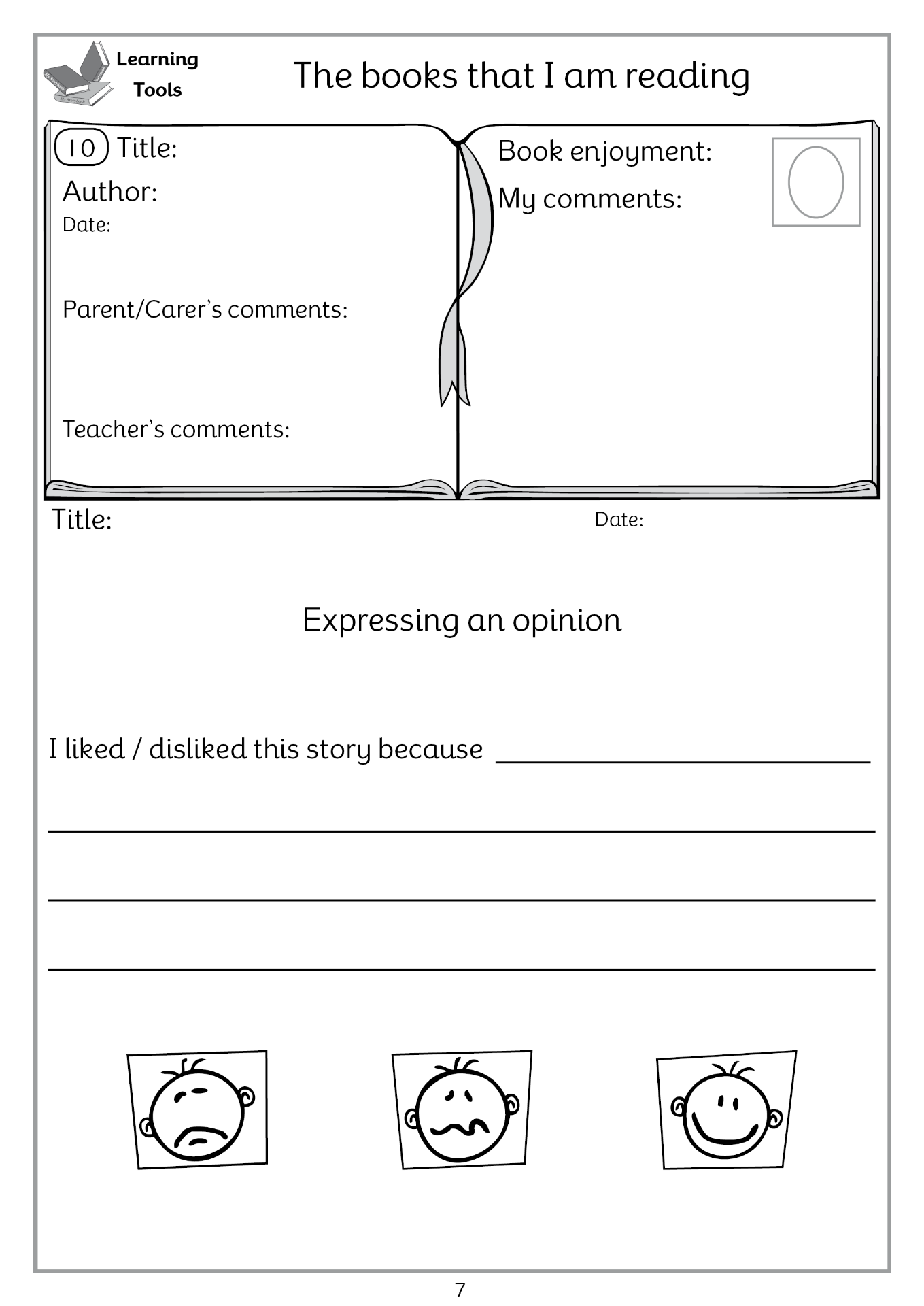 Reading Record - BE105 Year 4 Reading Record and Learning Tools (Yellow ...