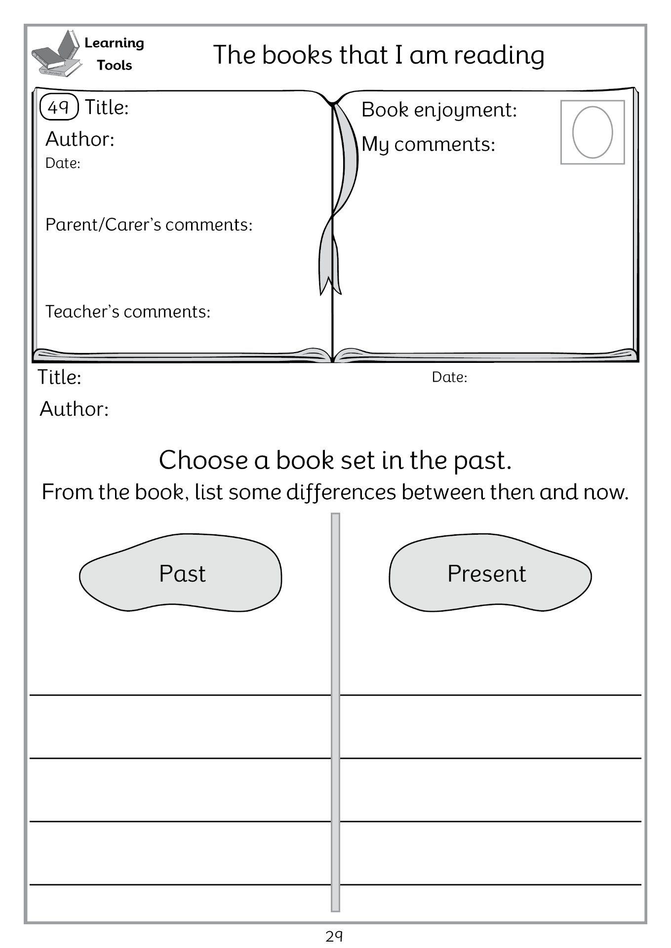 Reading Record - BE105 Year 4 Reading Record and Learning Tools (Yellow ...