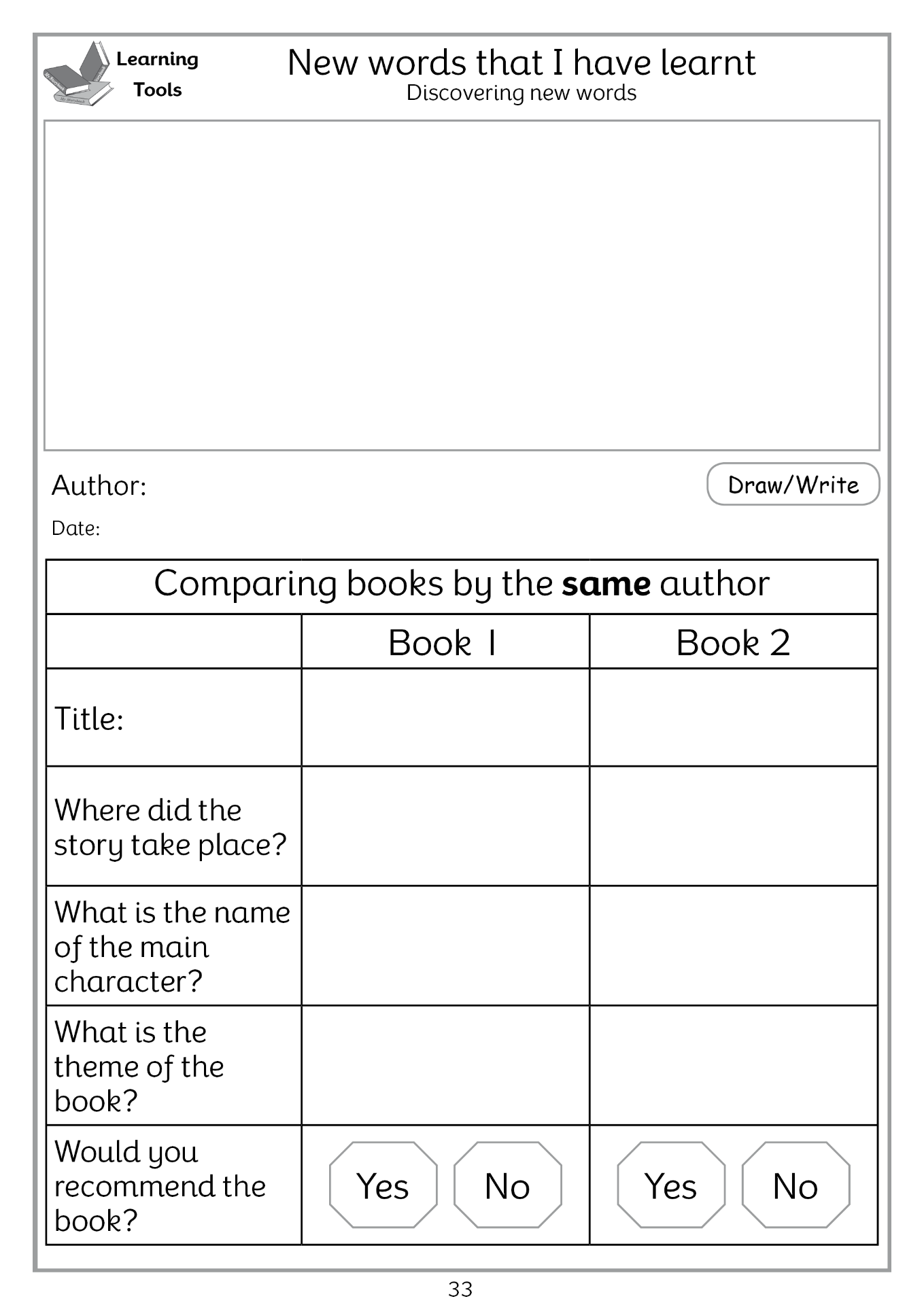 Reading Record - BE303 Year 2 Reading Record and Learning Tools (Purple ...