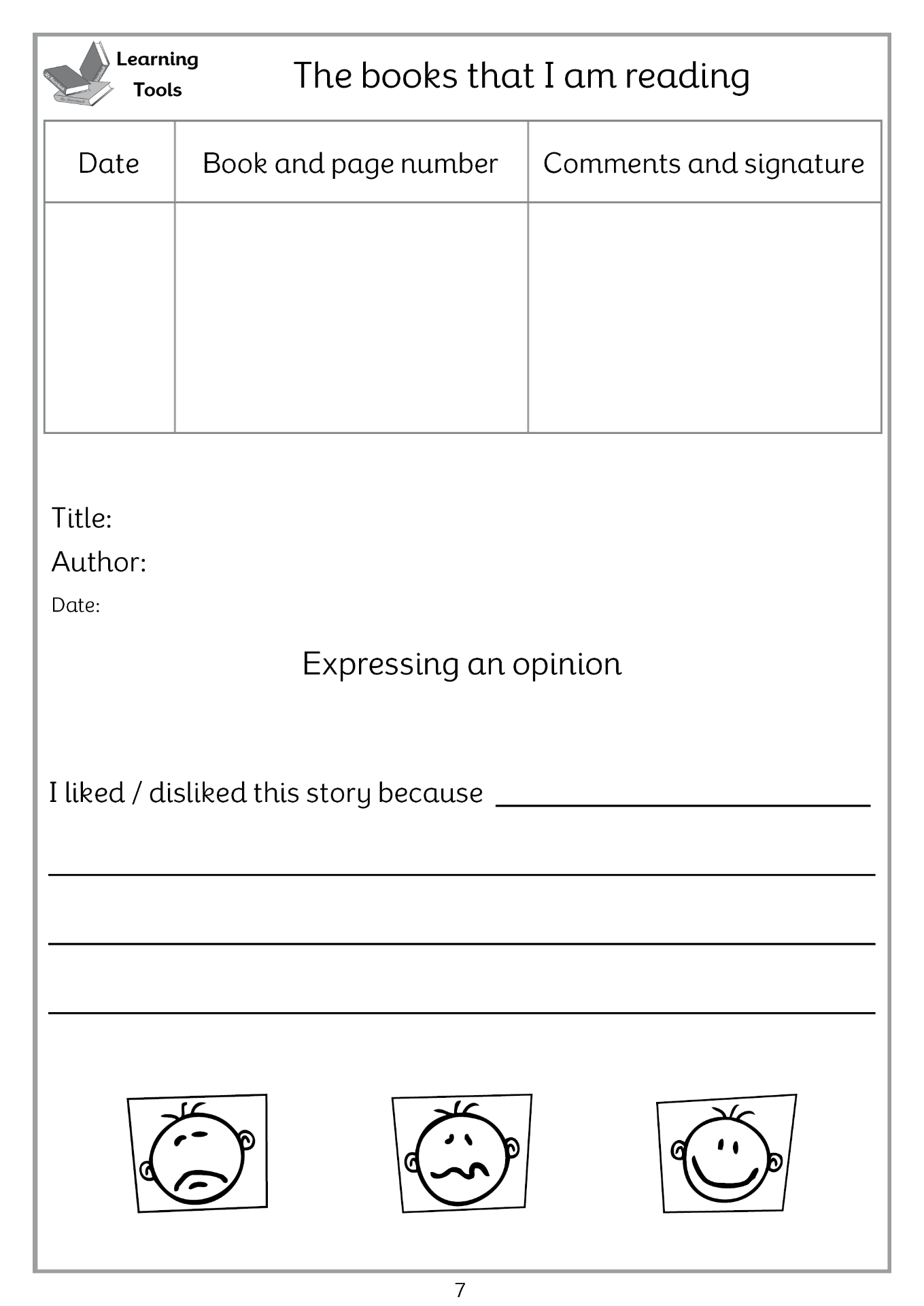 Reading Record - BE305 Year 4 Reading Record and Learning Tools (Yellow ...