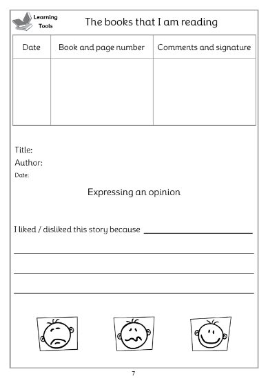 Reading Record - BE305 Year 4 Reading Record and Learning Tools (Yellow ...