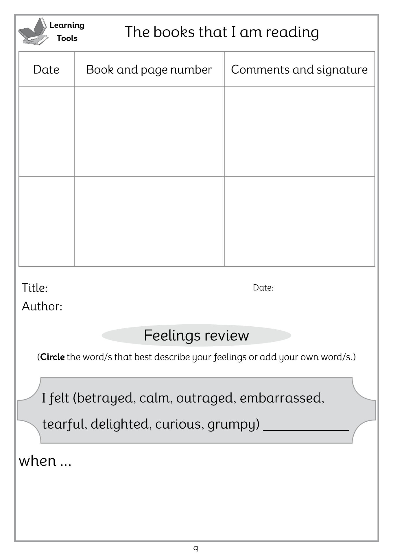 Reading Record - BE306 Year 5 Reading Record and Learning Tools (Grey ...