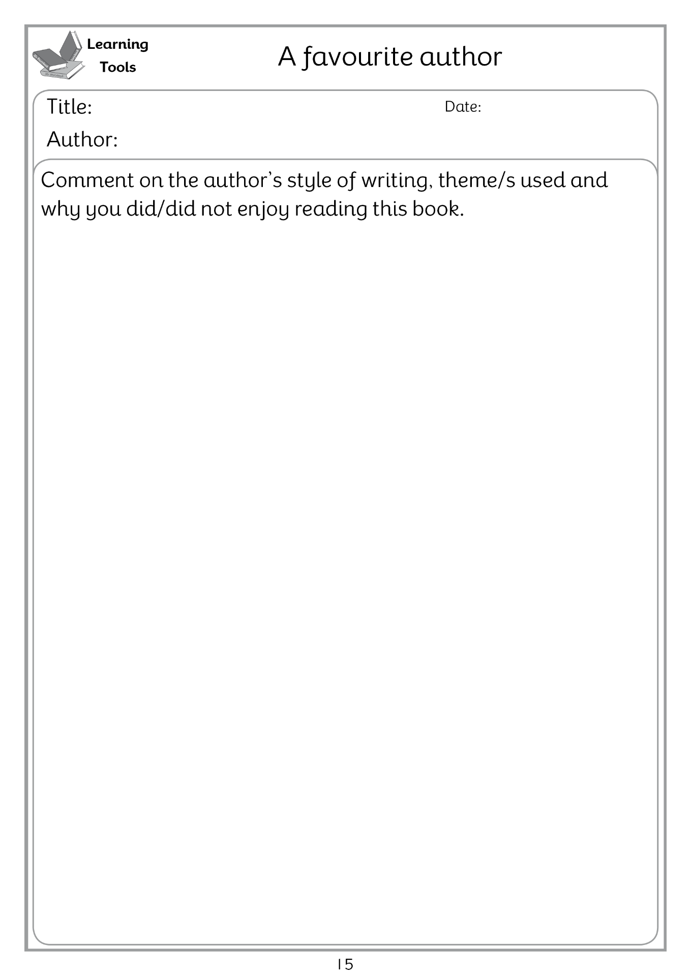 Reading Record - BE307 Year 6 Reading Record and Learning Tools (Blue ...