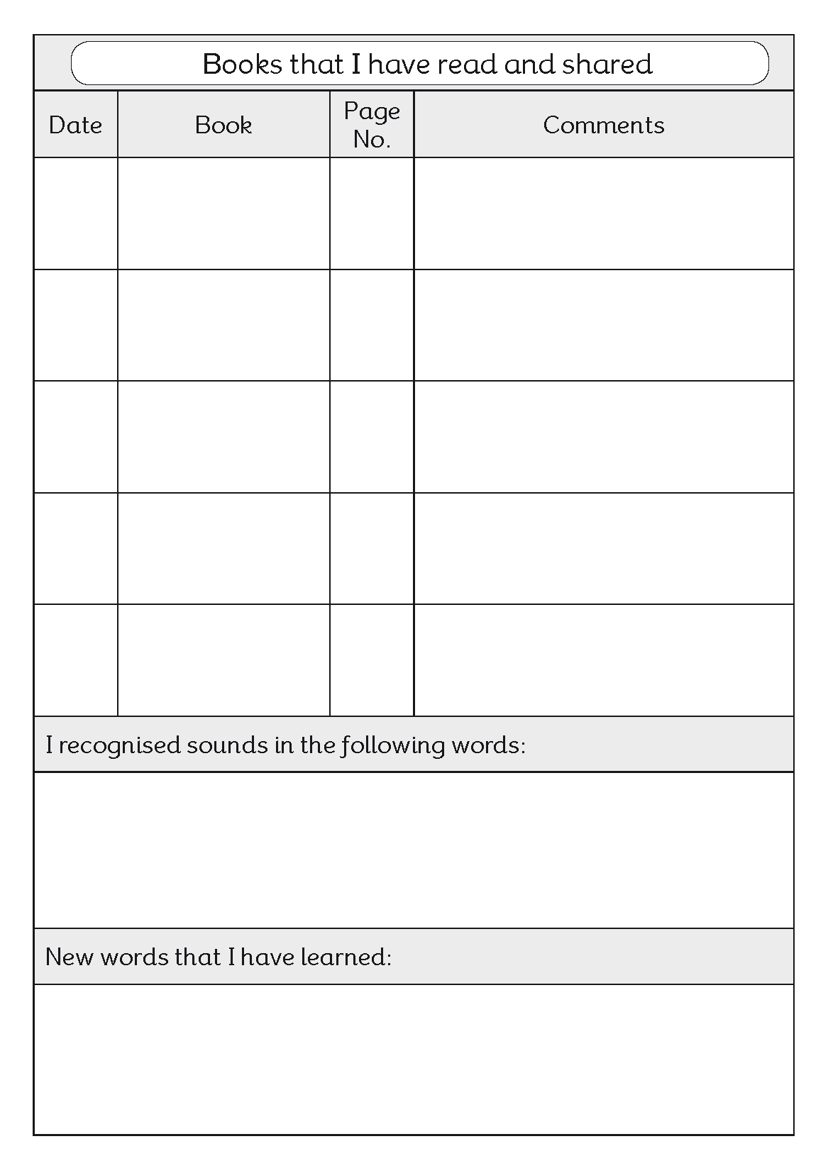 Reading Record - BDA5-R100 EYFS Reading Diary and Phonics Phases ...