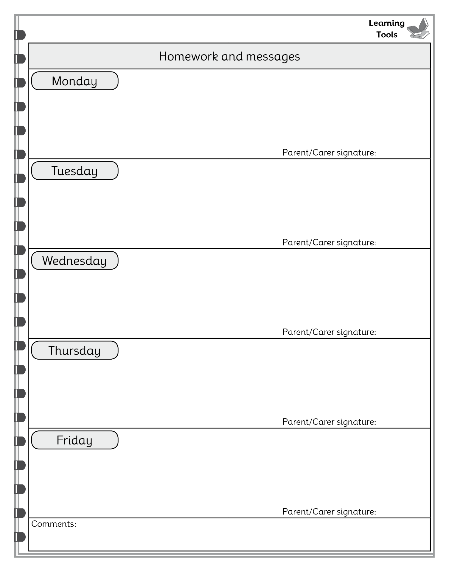 Reading Record - BD304 Reading and Homework Diary (Red)